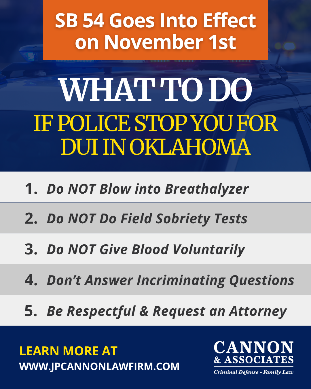 Oklahoma SB 54: First-Time DUI Felonies Explained | Cannon & Associates ...